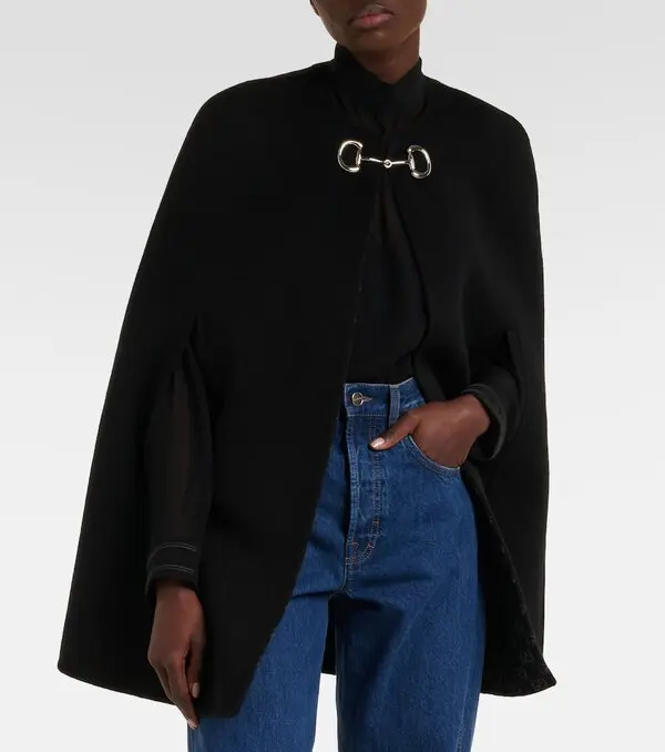 Gucci Horsebit Wool And Silk Cape - Black