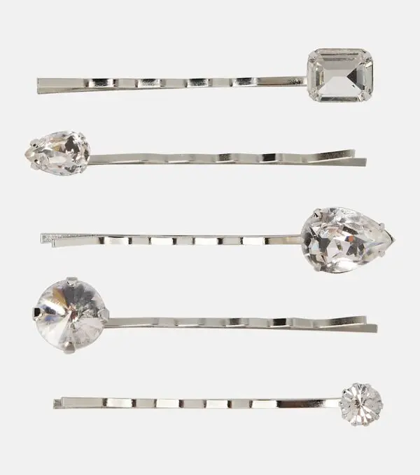 JENNIFER BEHR Raquel Embellished Bobby Pins Set Of 5 - Silver