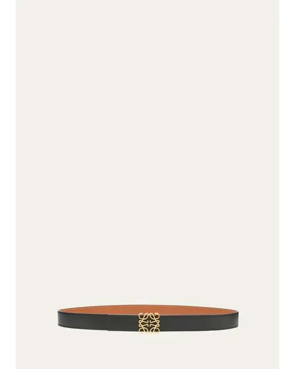 Loewe Anagram Reversible Leather Belt - Black/tan/gold