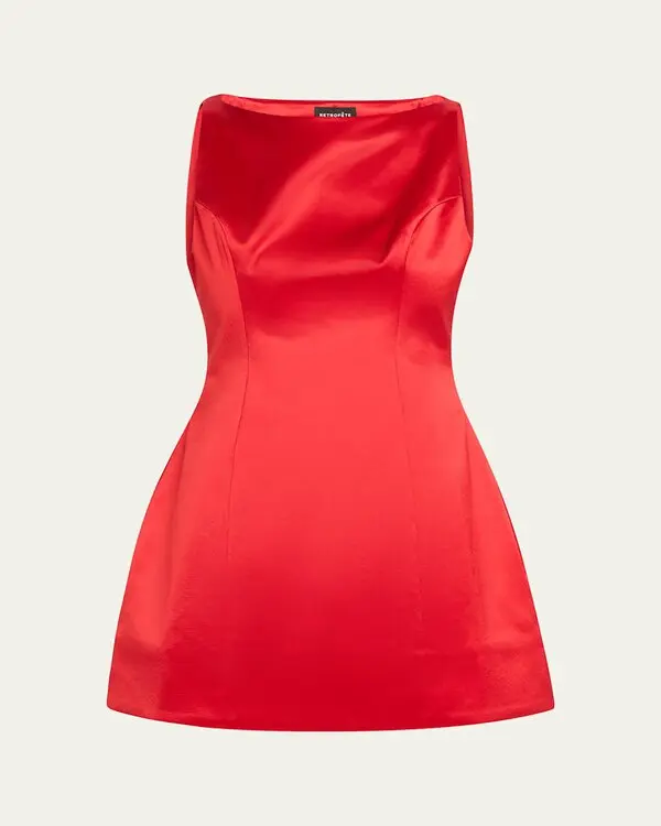 Retrofete Livie Satin Mini Dress - Red