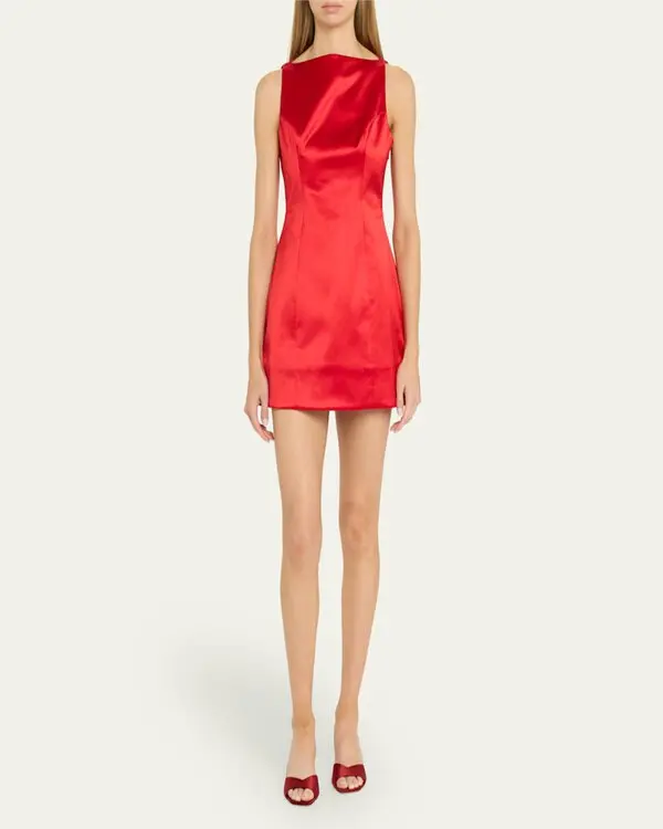Retrofete Livie Satin Mini Dress - Red