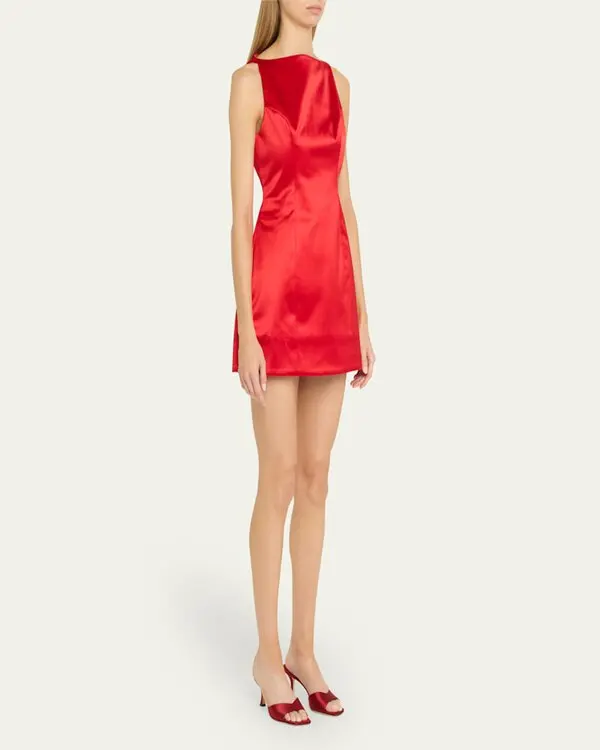 Retrofete Livie Satin Mini Dress - Red