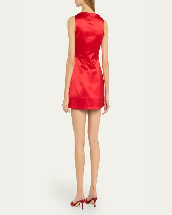 Retrofete Livie Satin Mini Dress - Red