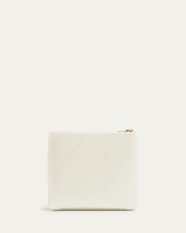 Valentino Garavani Vlogo Medium Leather Flat Pouch Bag - Light Ivory