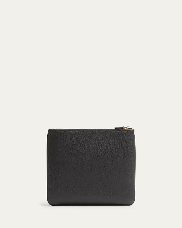 Valentino Garavani Vlogo Medium Leather Flat Pouch Bag - Light Ivory