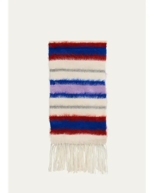 THE ELDER STATESMAN Thistle Striped Fur Scarf - Multi