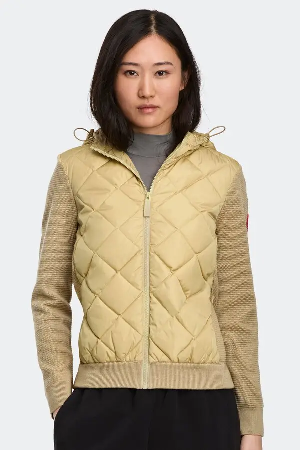 Canada Goose Hybridge Quilted Knit Hooded Jacket - Ecru Beige