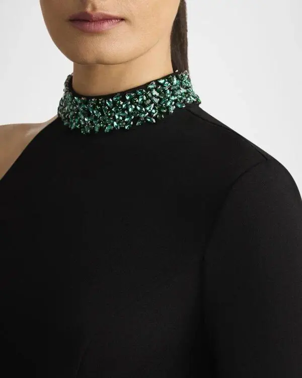 Zac Posen X Wicked Crystal Crepe Mini Dress - Black