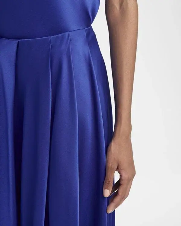 Giorgio Armani Double Silk Satin Pleated Midi Skirt