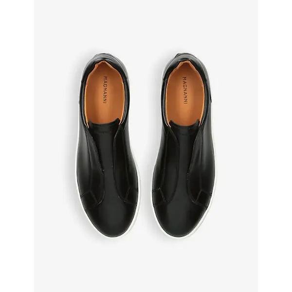 Magnanni Panelled Leather Low-top Sneakers - Black