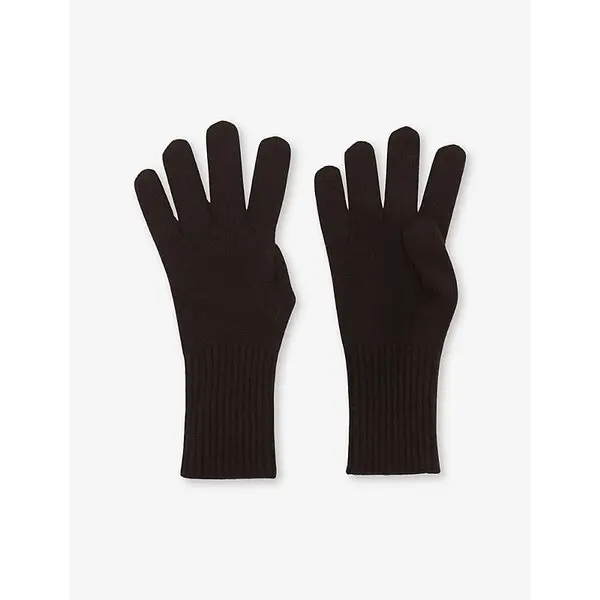 REISS Contrast-trim Wool-blend Gloves - Chocolate
