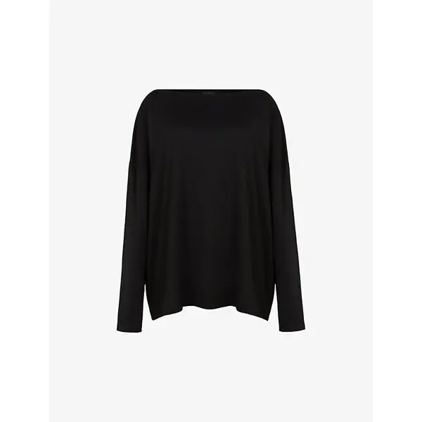 ALLSAINTS Rita Oversized-fit Cotton-blend Top - Black