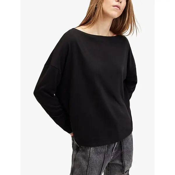 ALLSAINTS Rita Oversized-fit Cotton-blend Top - Black