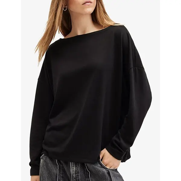 ALLSAINTS Rita Oversized-fit Cotton-blend Top - Black