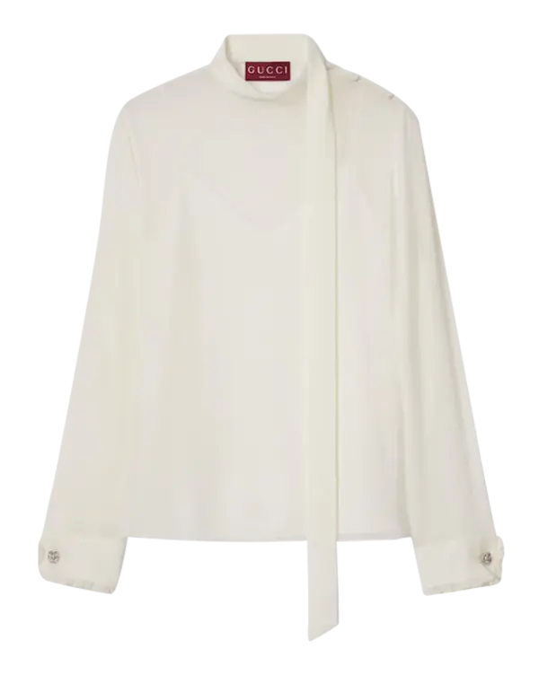 Gucci Silk Georgette Top - Neutral