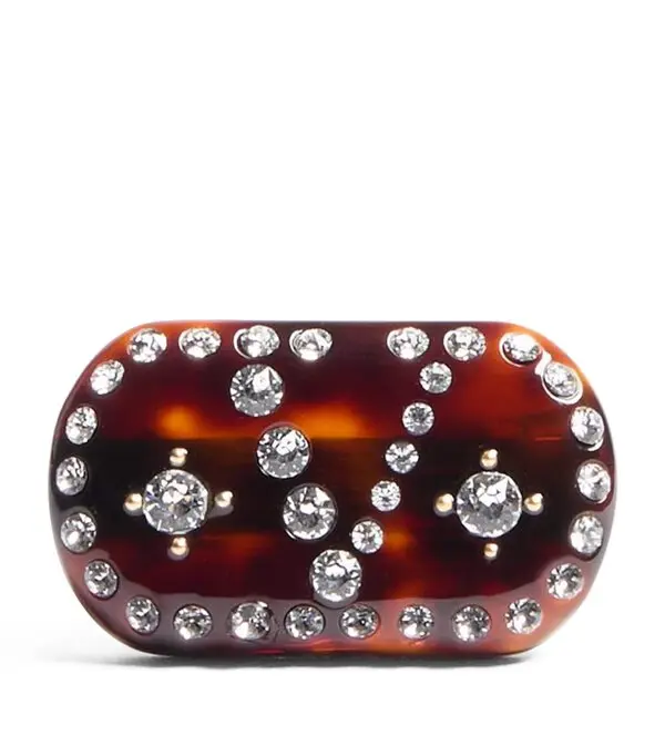 Valentino Garavani Crystal-embellished Hair Clip - Brown