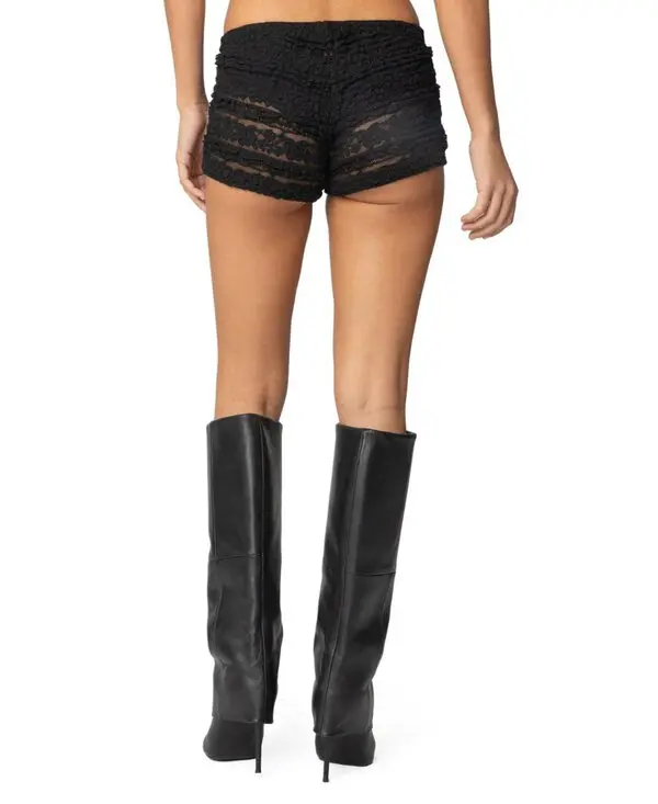 EDIKTED Maisley Sheer Lace Shorts - Black