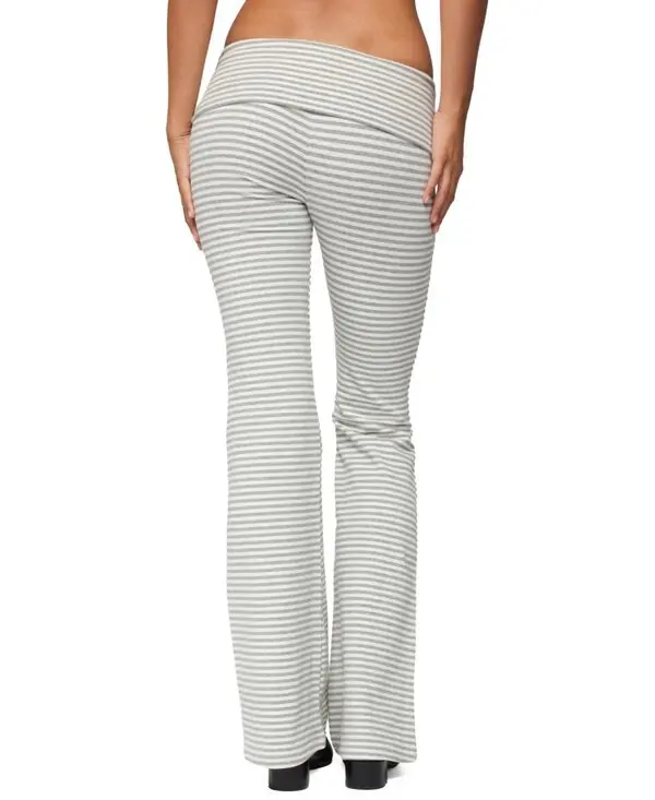 EDIKTED Kaeli Stripey Flared Leggings - Gray-and-white