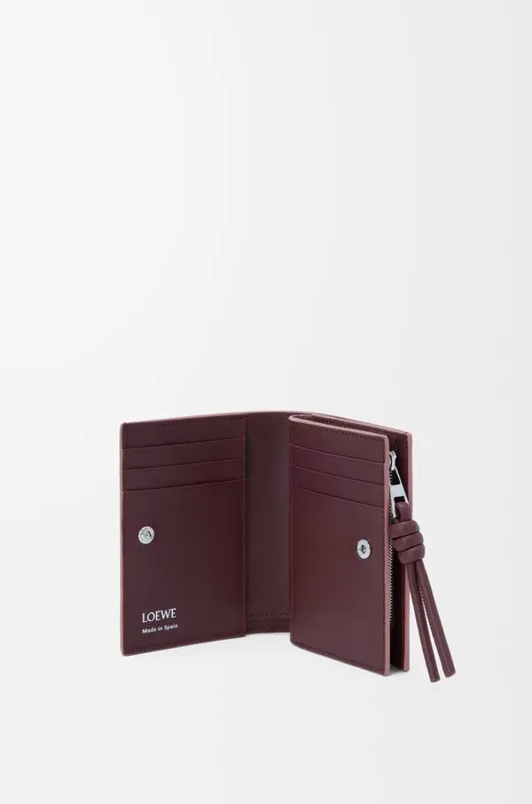 Loewe Knot Compact Wallet In Shiny Nappa Leather Skin - Blush/mahogany
