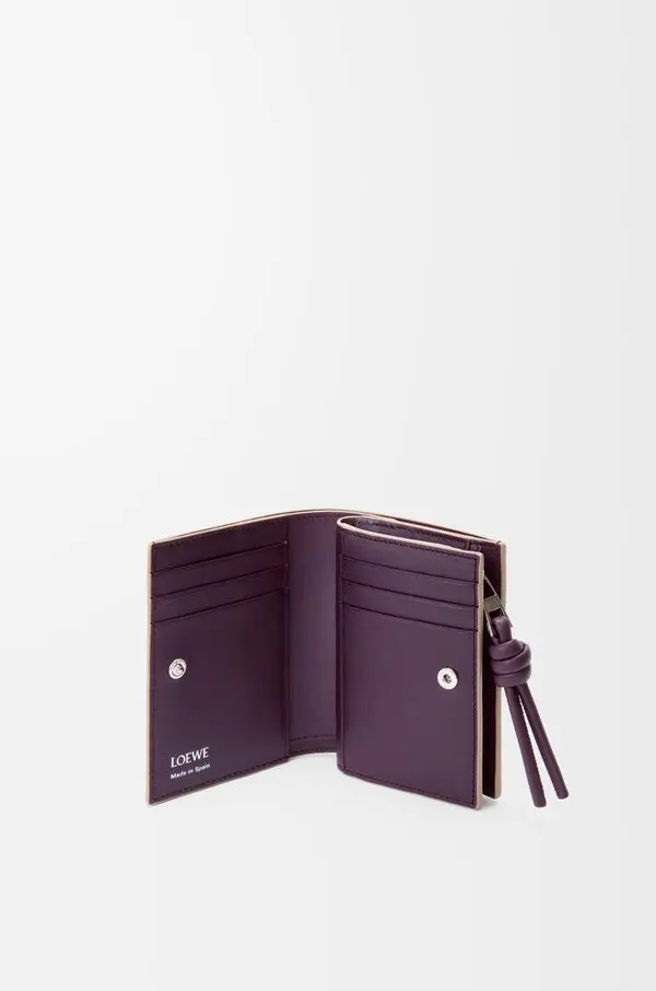 Loewe Knot Compact Wallet In Shiny Nappa Leather Skin - Clay/plum