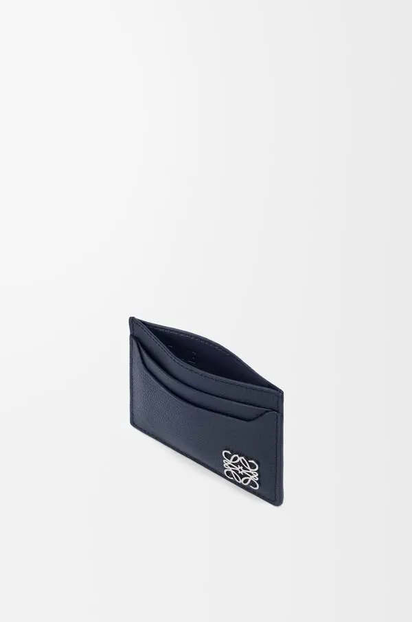 Loewe Anagram Plain Cardholder In Pebble Grained Leather Skin - Deep Navy