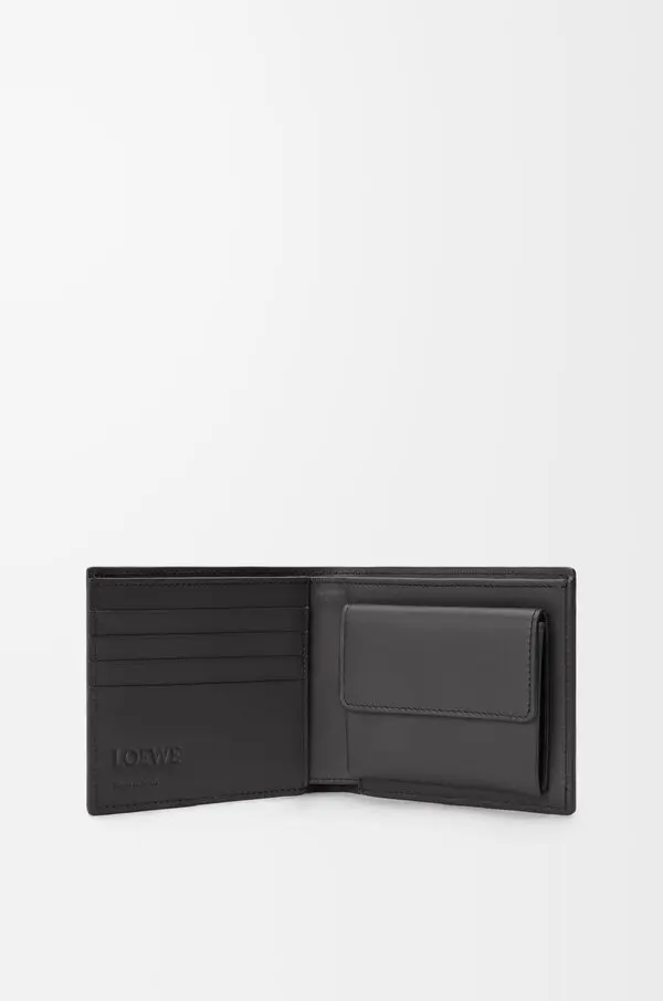 Loewe Puzzle Bifold Coin Wallet In Classic Leather Skin - Asphalt Grey/storm Blue