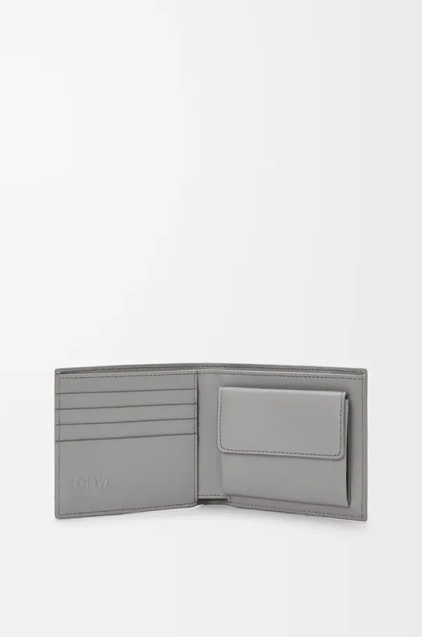 Loewe Puzzle Bifold Coin Wallet In Classic Leather Skin - Winter Brown/ash Grey
