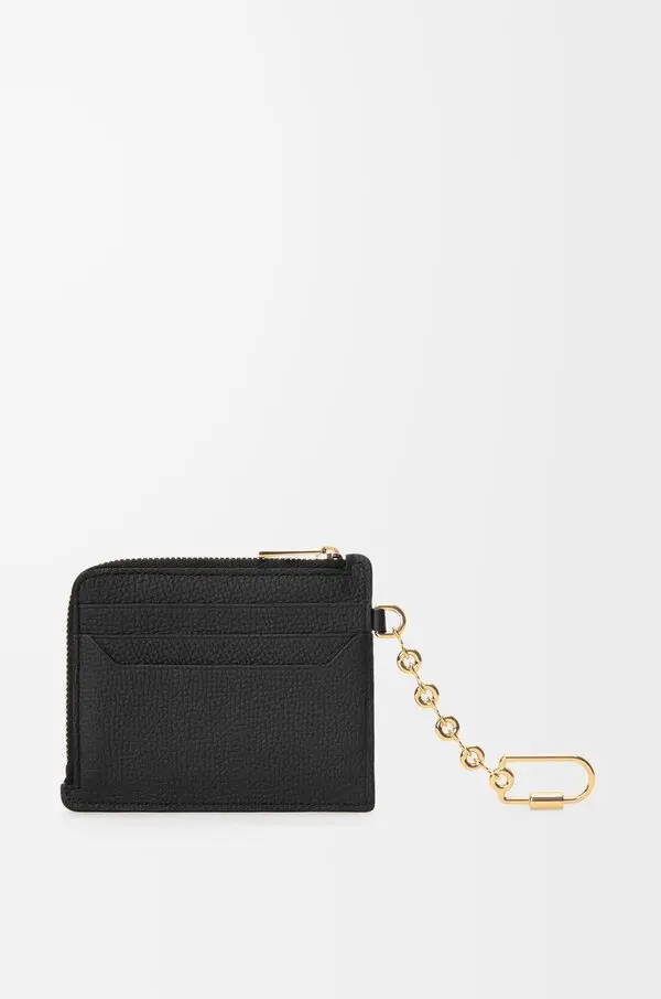 Loewe Anagram Square Coin Cardholder In Pebble Grained Leather Skin - Black/gold