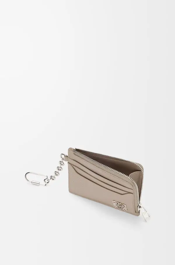 Loewe Anagram Square Coin Cardholder In Pebble Grained Leather Skin - Clay