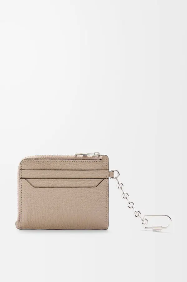 Loewe Anagram Square Coin Cardholder In Pebble Grained Leather Skin - Sand