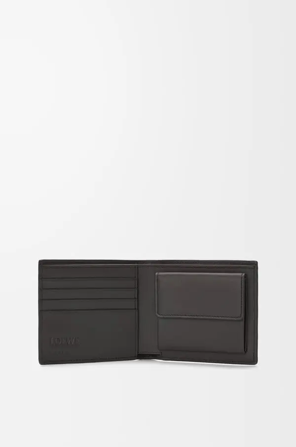 Loewe Bifold Coin Wallet In Textured Classic Leather Skin - Dark Grey