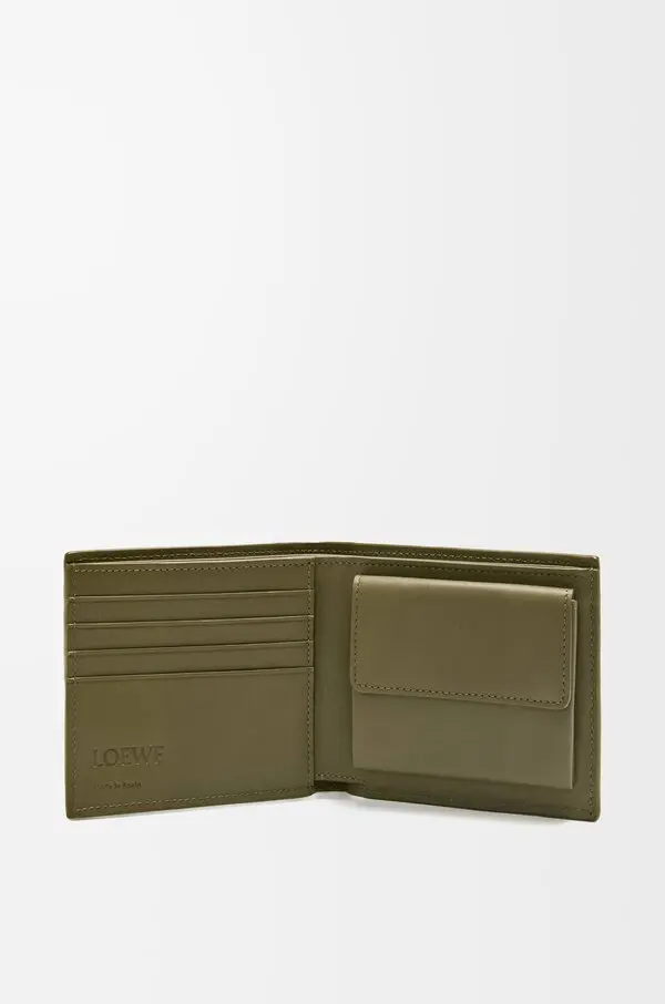 Loewe Bifold Coin Wallet In Textured Classic Leather Skin - Dark Khaki