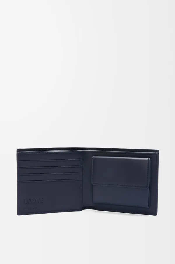 Loewe Bifold Coin Wallet In Textured Classic Leather Skin - Deep Navy