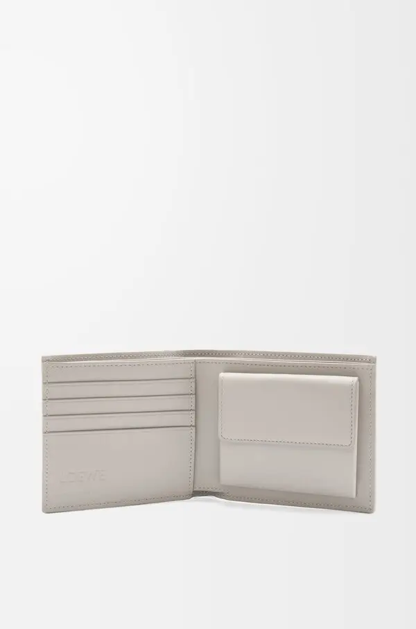 Loewe Bifold Coin Wallet In Textured Classic Leather Skin - Shell Grey