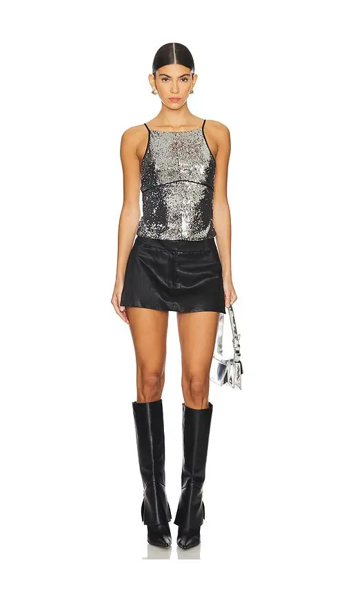 Free People James Sequin Tank - Silver Combo