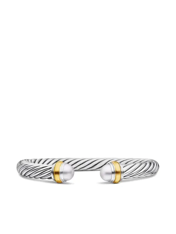 David Yurman 14kt Yellow Gold And Sterling Cable Bracelet - Silver