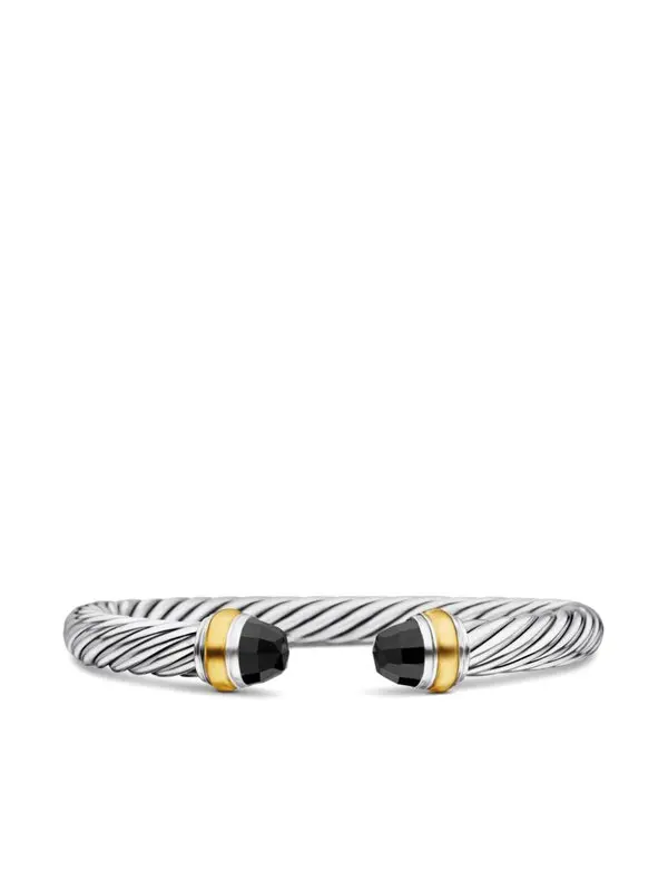 David Yurman 14kt Yellow Gold And Sterling Classic Cable Bracelet - Silver