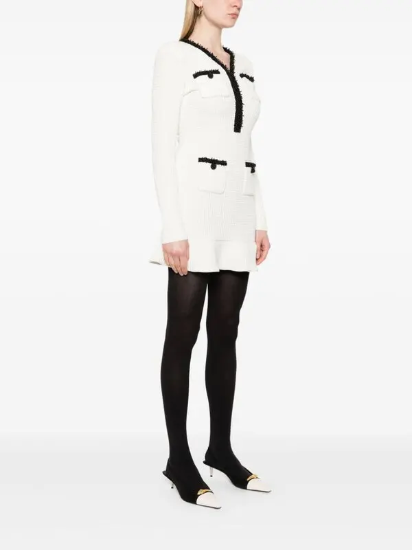 SELF-PORTRAIT Knitted Mini Dress - White