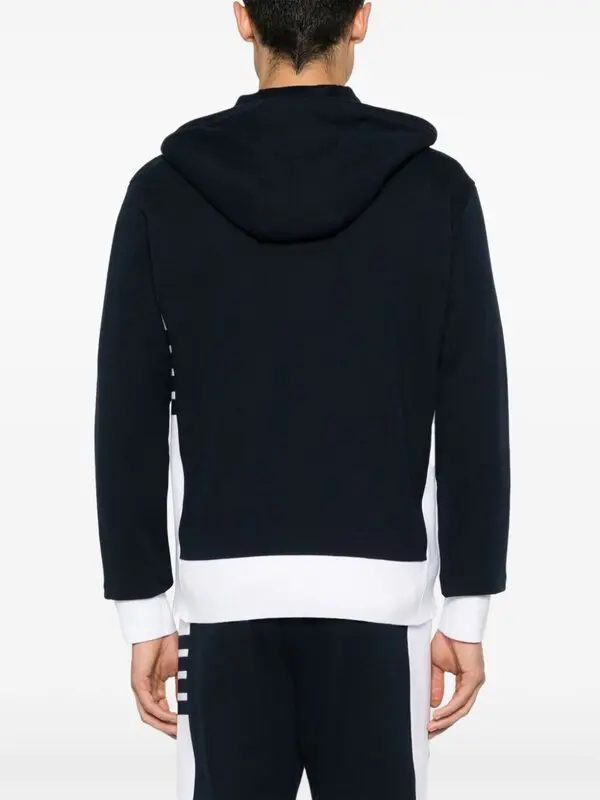 Thom Browne Loopback Jersey 4-bar Zip Up Hoodie - Blue