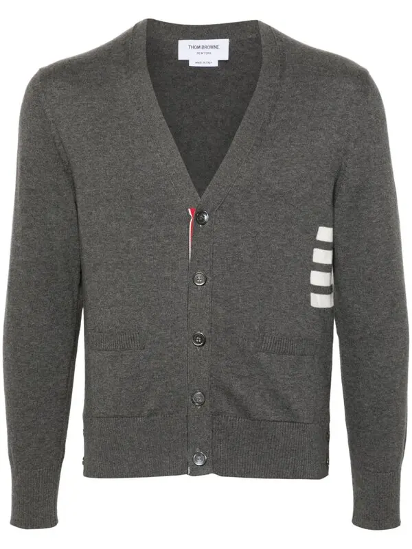 Thom Browne V-neck Cotton Cardigan - Grey