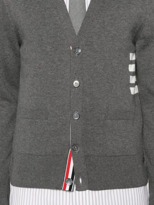 Thom Browne V-neck Cotton Cardigan - Grey