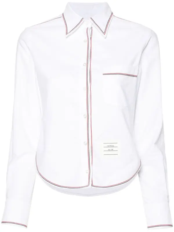 Thom Browne Contrast-trim Cotton Shirt - White