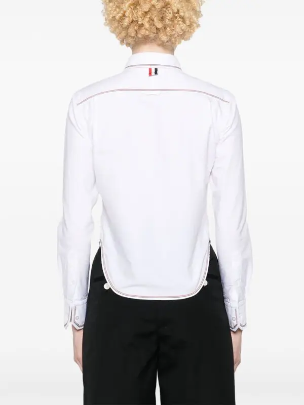 Thom Browne Classic Long-sleeve Cropped Shirt With Contrasting Trim