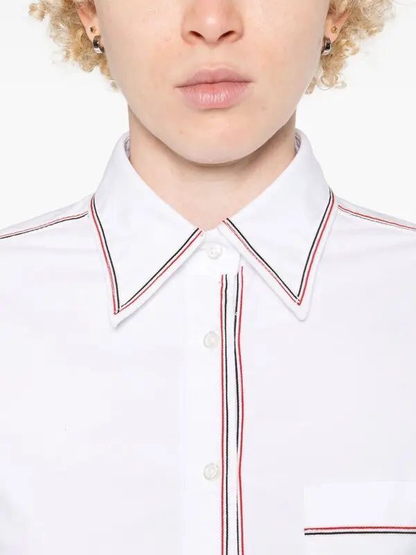 Thom Browne Classic Long-sleeve Cropped Shirt With Contrasting Trim