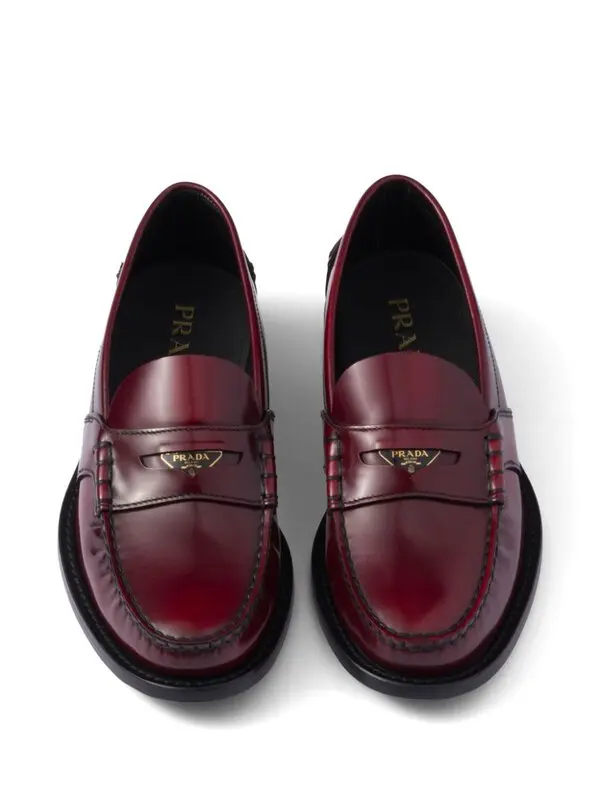Prada Brushed-leather Loafers
