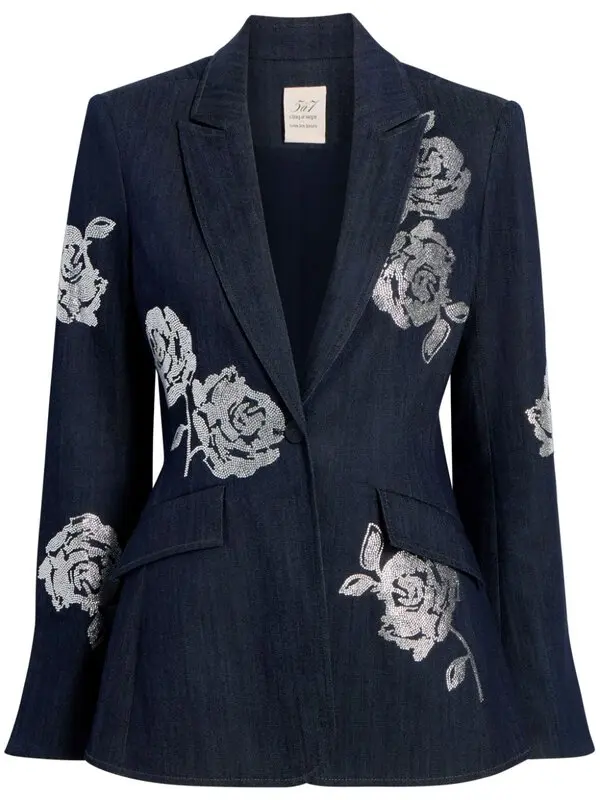 Cinq à Sept Heatset Roses Cheyenne Blazer Blue Editorialist
