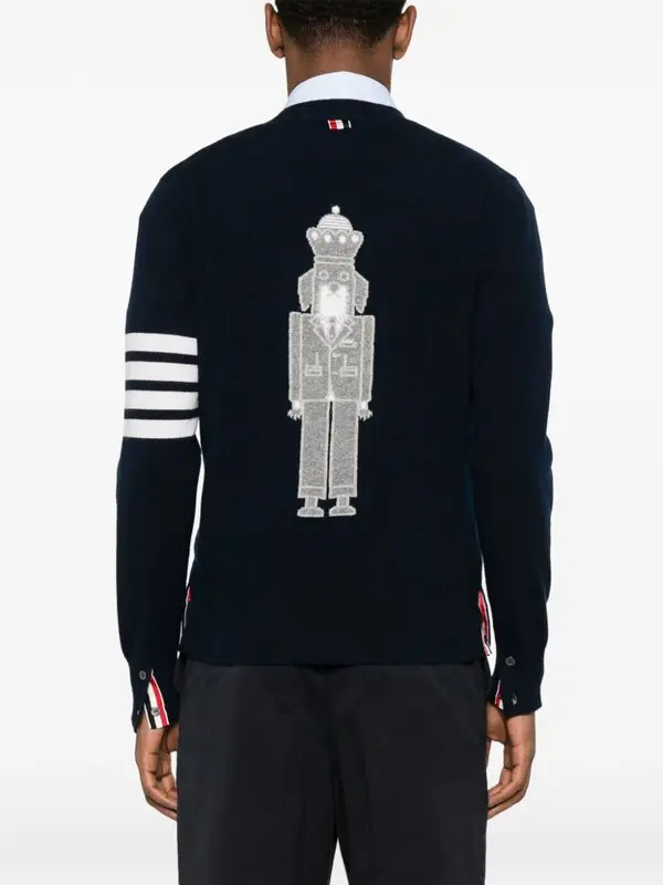 Thom Browne 4-bar Virgin Wool Cardigan - Blue