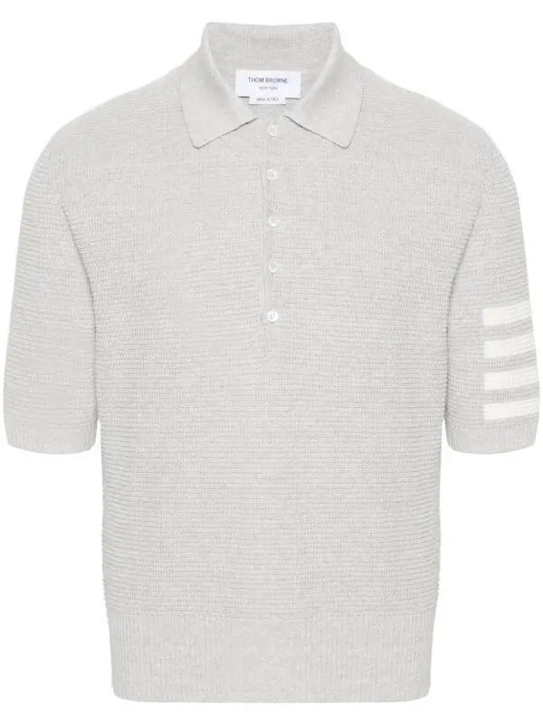 Thom Browne 4-bar Knitted Polo Shirt - Grey