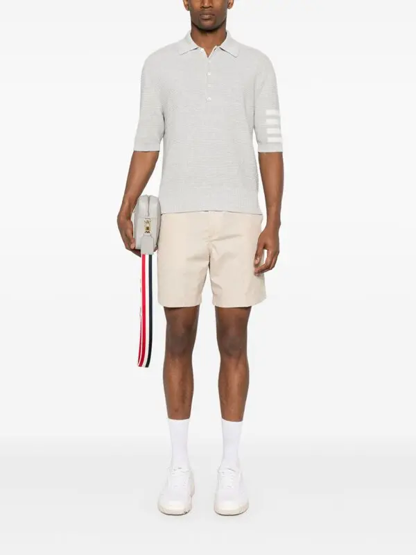 Thom Browne 4-bar Knitted Polo Shirt - Grey