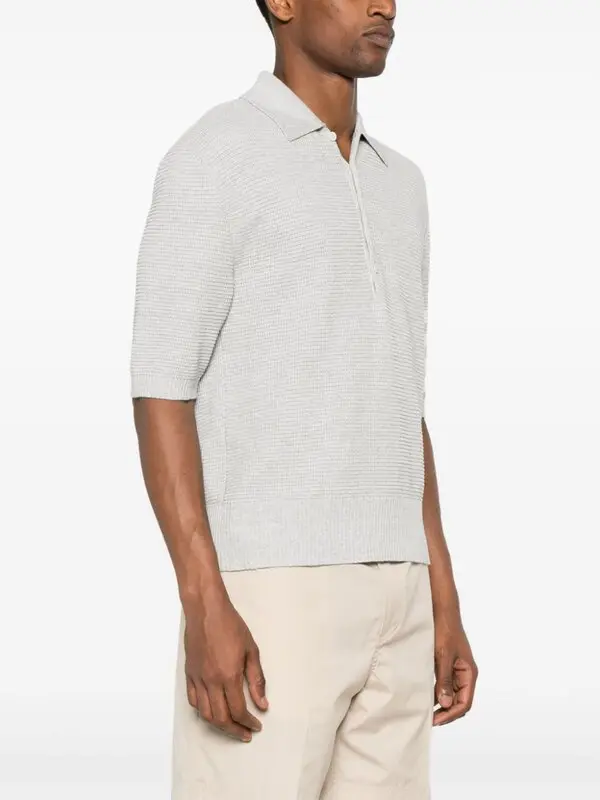 Thom Browne 4-bar Knitted Polo Shirt - Grey